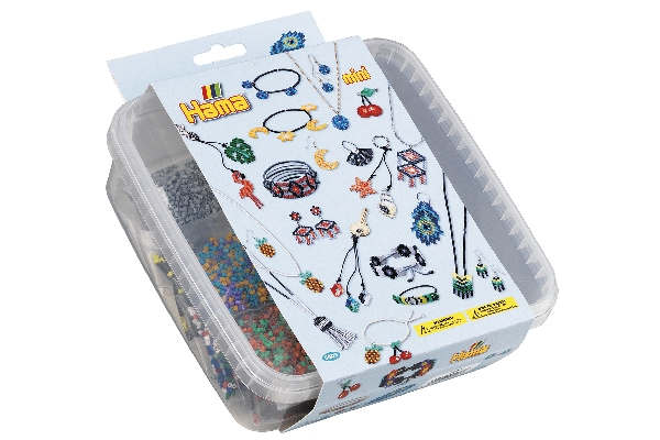 Hama Mini perler og stift plader i plasticbeholder, Sekskant/rund ...