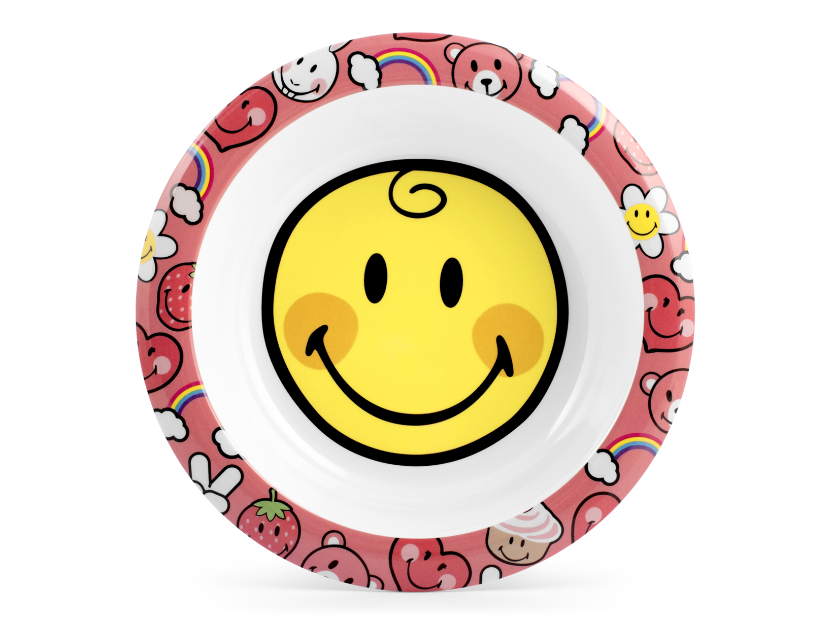 Smiley Dyb tallerken, Hvid/rosa - Cute Baby Stuff - Baby Alvin